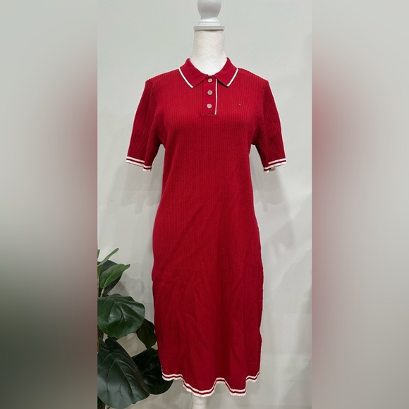 Tommy Hilfiger | Dresses | Tommy Hilfiger Womens Red Tipped Rib Knit ...